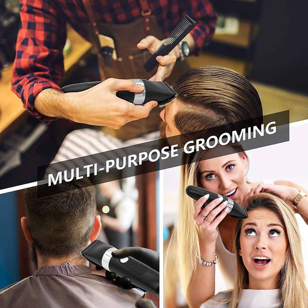 Corded & Cordless Hair Clippers for Men - MAXSHOP Rechargeable Barber Clippers Trimmers Hair Cutting Grooming Kit with LED Power Display