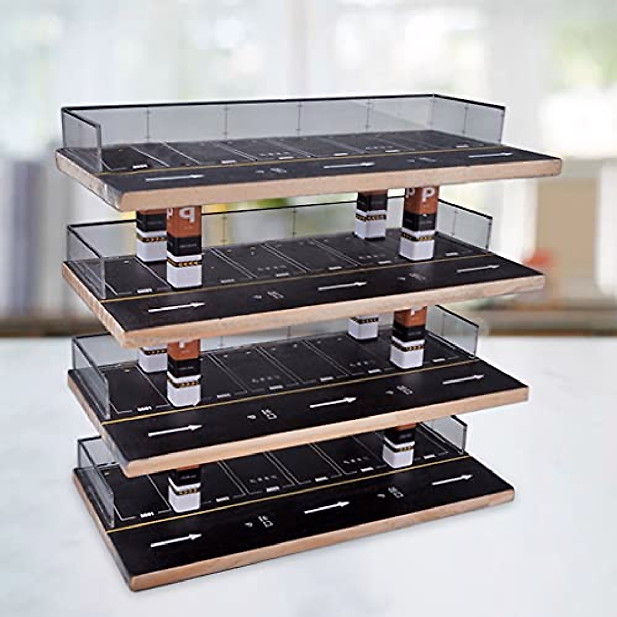 Colcolo 1/64 Scenery Diorama Parking Lot Vehicle Garage Acrylic Showcase Tabletop, Simulation Parking Lot Display Case Desktop Decor