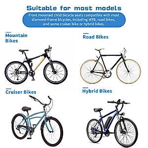 Fuairmee Kid Bike Seat and Handlebar, Child Bike Seat Detachable, Front Mounted Toddler Bike Seat Compatible with All Adult Mountain Bikes