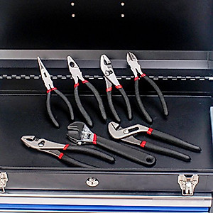 FASTPRO 7-Piece Utility Pliers and Wrench Set, Includes Slip Joint Pliers, Long Nose Pliers, Diagonal Pliers, Groove Joint Pliers, Linesman Pliers and Adjustable Wrench, Dipped Handle