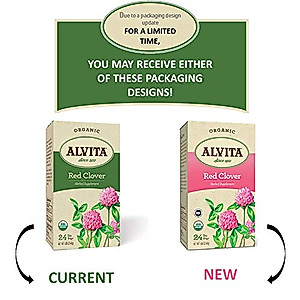 Alvita Organic Red Clover Herbal Tea - Made with Premium Quality Organic Red Clover Blossoms, with Dried Sweet Grass Flavor, 24 Tea Bags