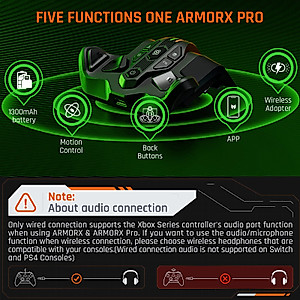 BIGBIG WON Controller Paddles, ARMOR-X Pro for Xbox Series Playing on Xbox Series X|S/Xbox One/Switch/Win, 6 Axis Gyro Motion Aim|Turbo Wireless Back Button Attachment for Xbox Series X|S Controller