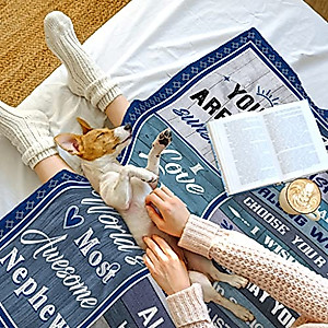 Sqovulw Nephew Gifts from Auntie Uncle Gifts for Nephew Gifts for Fathers Day Blanket Birthday Graduation Gift 2023 for Him to My Nephew Throw Blanket 60X50 Inch