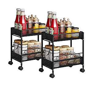 Lexza Pull Out Organizer with 2 Tier Sliding Storage Baskets, Under/Over the Sink Organizers and Storage for Kitchen Bathroom -Idea Home Gift