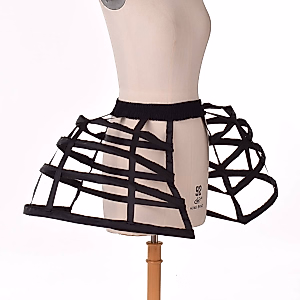 Pannier Petticoat Women Victorian Bustle Cages Hoop Skirt Cage Skirt for Women (Black 4 Hoops)