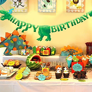 Dinosaur Happy Birthday Banner - Dinosaur Birthday Party Sign Decorations for Boys Kids Dino Theme Party Supplies