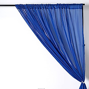 BalsaCircle 10 feet x 10 feet Royal Blue Sheer Voile Backdrop Drapes Curtains 2 Panels 5x10 ft - Wedding Ceremony Home Decorations