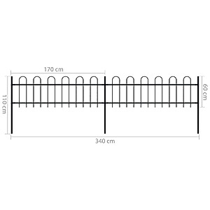 Garden Fence with Hoop Top,Garden Fence Border,Portable Fence,Privacy Fence,Fencing for Yard,Private Fence,Garden Fence for Dogs,for Patio,Backyard,Outdoor Pool,Porch,Steel 11.2ft Black