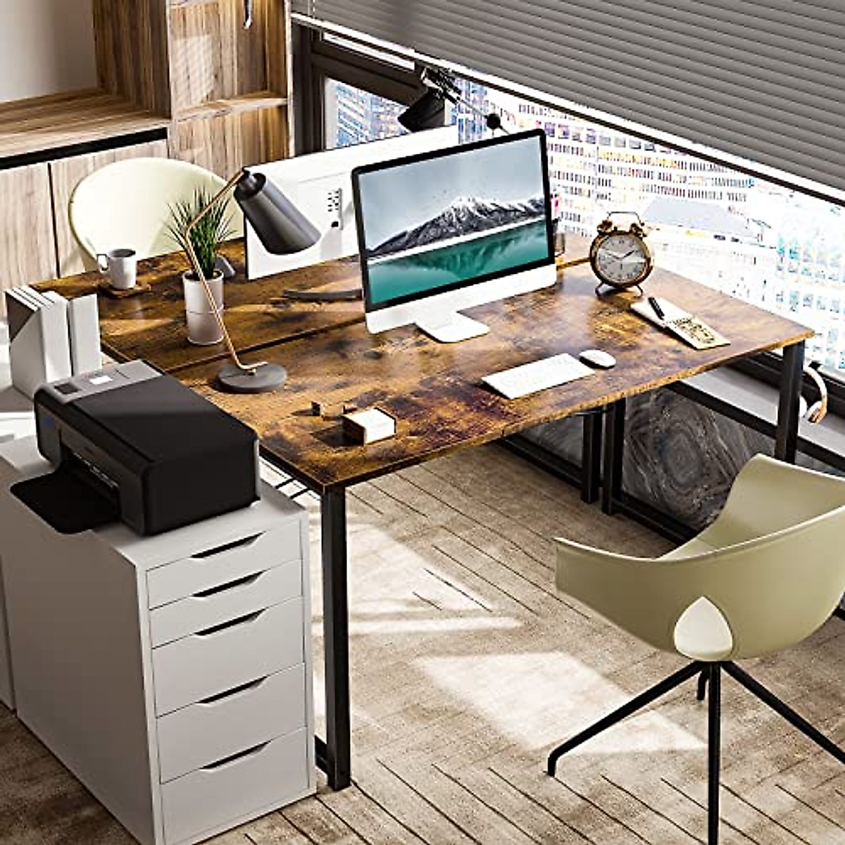 Coleshome 48 Inch Computer Desk, Modern Simple Style Desk for Home Office, Study Student Writing Desk, Vintage