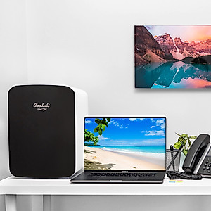 Cooluli 15L Mini Fridge for Bedroom - Car, Office Desk & College Dorm Room - 12v Portable Cooler & Warmer for Food, Drinks, Skincare, Beauty & Makeup - AC/DC Small Refrigerator with Glass Front, Black