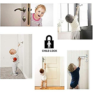 4-Pack Improved Childproof Door Lever Lock Prevents Toddlers From Opening Doors. Durable ABS with 3M Adhesive Backing.Easy One Hand Operation for Adults.Simple Install, No Tools Needed (4 white pack)