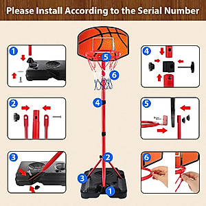 Kids Basketball Hoop for 1 2 3 4 5 6 Year Old Stand Adjustable Height 3.5ft-5.5ft Toddler Indoor Mini Basketball Hoops Goal Ball Games Toys for Girl Boy Age 1-3 2-4 3-5