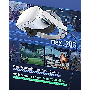 ZYBER Link Cable 16 FT for Meta Quest 2 Quest Pro Pico 4,VR Headset Link Cable for Oculus Quest 2/1 Gaming PC, High Speed USB 3.0 to USB C Cable for PC VR and Steam VR, Black