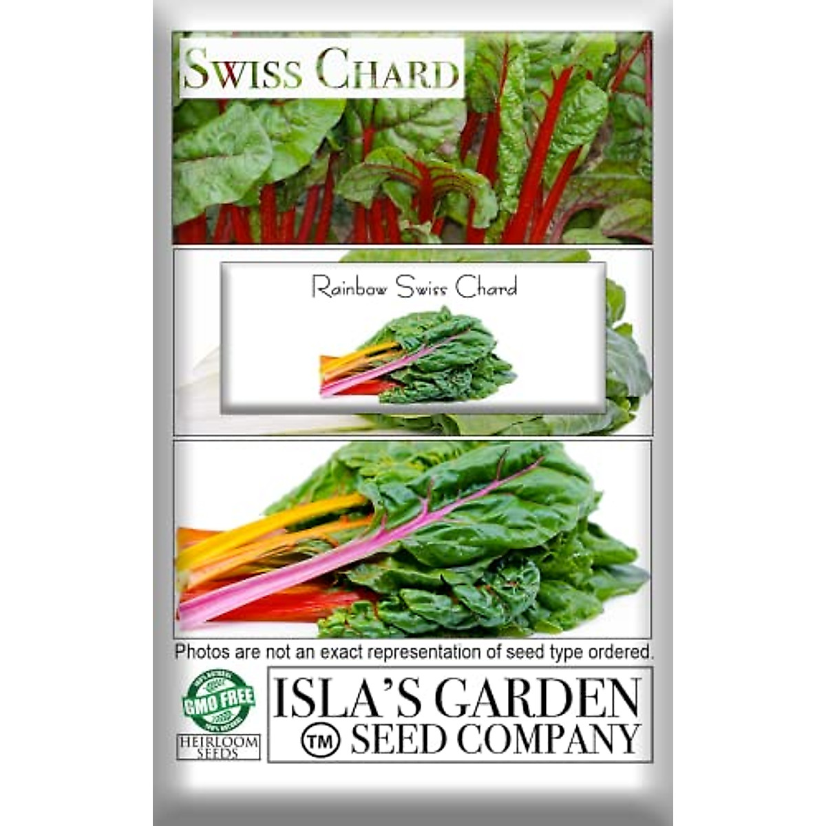 Rainbow Swiss Chard Seeds, 300+ Heirloom Seeds Per Packet, (Isla's Garden Seeds), Non GMO Seeds, Botanical Name: Beta vulgaris subsp. cicla