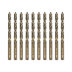 SALI Cobalt Drill Bit Set, 10Pcs 1/4" M35 High Speed Steel Jobber Length Drill Bit Kit for Hardened Metal, Stainless Steel, Cast Iron, Wood and Plastic, with Index Storage Case