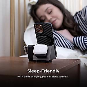 PITAKA 3 in 1 Wireless Charging Station Apple with Portable Battery Bank [MagEZ Slider] Wireless Charging Station for iPhone 14/13/12, and AirPods Pro/3/2