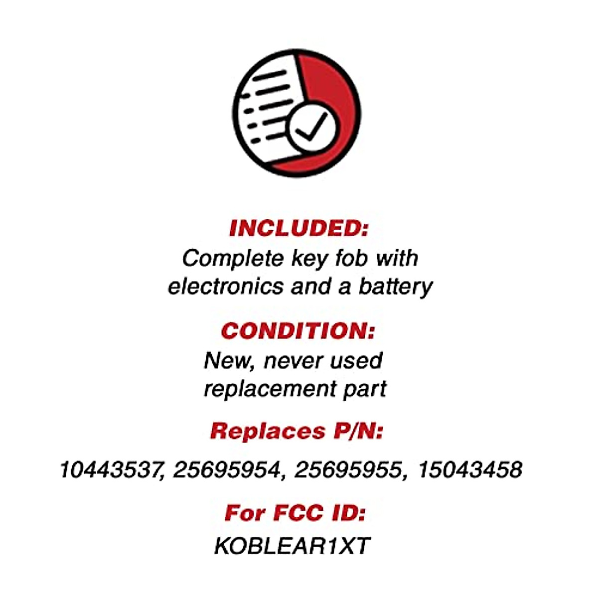 KeylessOption Keyless Entry Remote Key Fob Replacement for 10443537 -Red