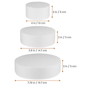 Foam Circles Cake Dummies Round Foam Fake Cake Models Mini Cake Set for Wedding Display Arts Practice Cake Practice Foam Mould Circle Cake 3 Tiers