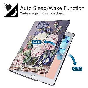 New Rotating Case for iPad 10.2" 9th / 8th / 7th Generation - 360 Degree Rotating Stand Protective Cover with Auto Sleep Wake for iPad 10.2 inch 2021/2020 / 2019 (Oil Painting Roses)