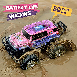 Ruko 1601AMP3 Amphibious RC Truck for Girls, IPX6 Warterproof Monster Truck, 1:10 Large Remote Control Car for All Terrain, 2 Rechargeable Batteries for 50 Min Fun Time, Gifts for Kids