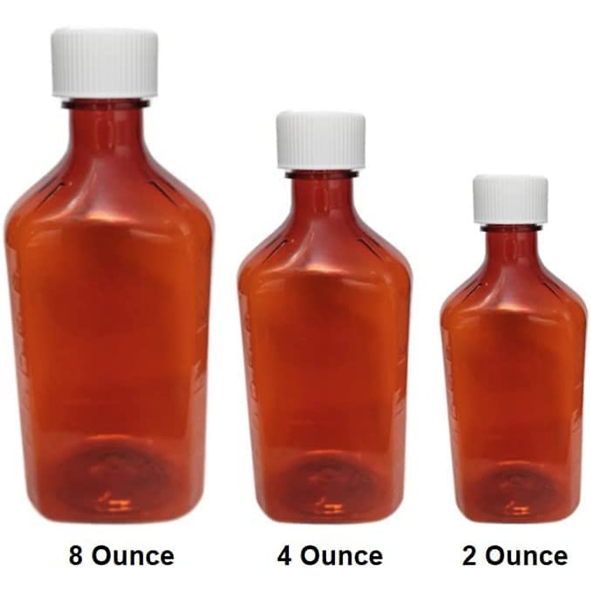 Plastic Amber Liquid Medicine Bottles with Child Resistant Caps 4 oz Pack of 5 Oval Pharmaceutical Prescription Dispensing Bottle with Safety lids - Light-sensitive Pharmacy Container (4oz. 5 Pack)