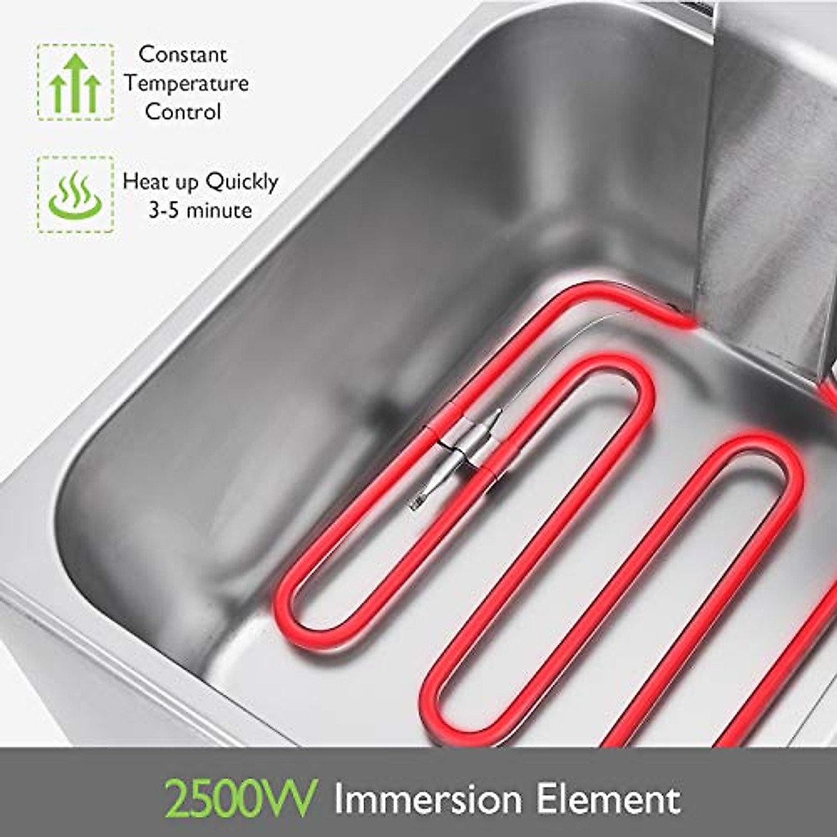 ARLIME Deep Fryer with Basket, 1700W Stainless Steel Electric Countertop Deep Fryer, 6.4 Quart Oil Container & Lid, Adjustable Temperature, Large Frying Machine Perfect for Chicken French Fries