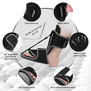BSTBOO Plantar Fasciitis Night Splint: 2pcs Upgraded Plantar Fasciitis Brace with Massage Ball for Foot Pain Relief by Plantar Fasciitis Achilles Tendonitis Foot Drop Flat Arch Heel Spur | Comfortable & Easy Use for Women Men Black