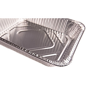 J-Line Design Aluminum Foil Disposable Roasting Broiler Pan - Half Size Steam Table Pan - 13 x 10 x 2.5 Inch - 18 Pack - Complete with Silicone Basting Brush and Stainless Steel Mini Tongs