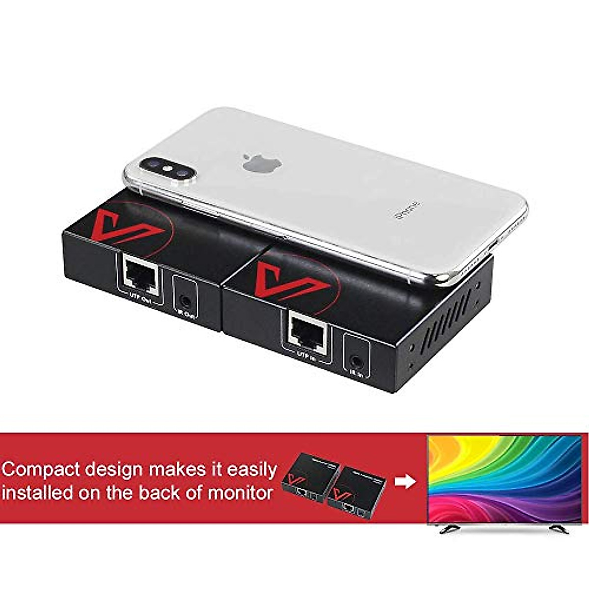 AV Access HDMI Extender Over Cat5e/6a/7 up to 1080P@60Hz 164ft/50m with IR Remote Control, FHD HDMI Balun, Supports PoE/PoC Function