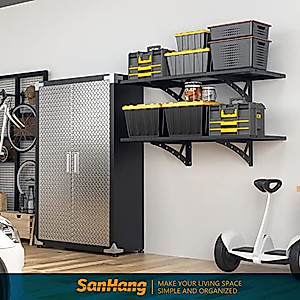 Sanhang 2Pack 1.3x4ft Garage Storage Wall Shelves, Wall Shelf Garage Storage Rack Floating Shelves (Black)