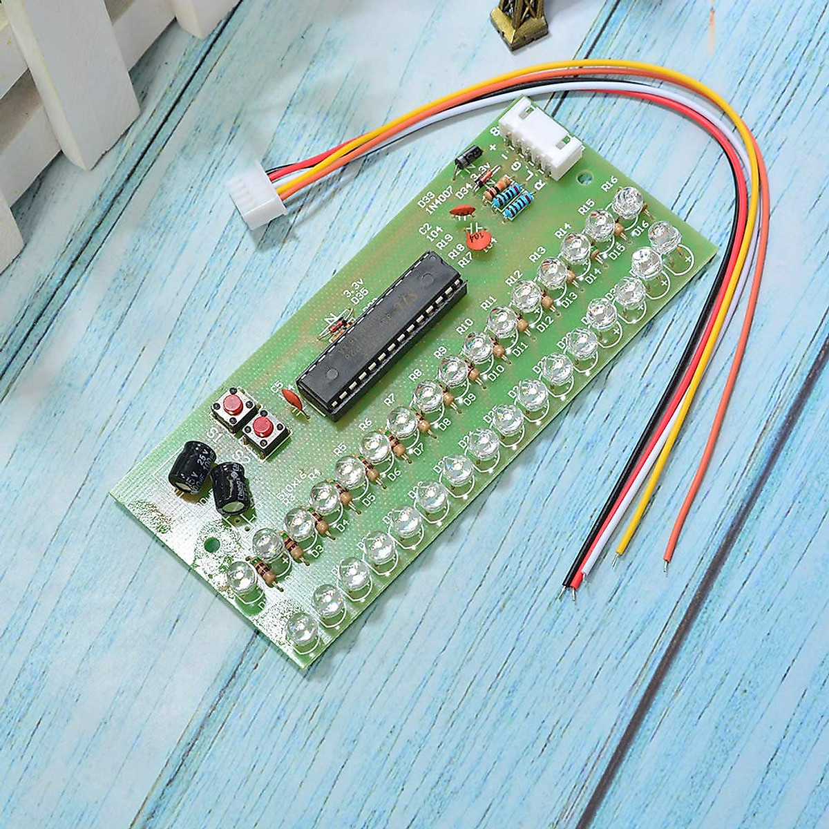 Comimark 1Pcs MCU Adjustable Display Pattern LED VU Meter Level Indicator 16 LED Dual Channel