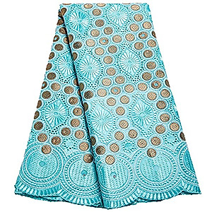 SJD LACE African Lace Fabric 5 Yards, Swiss Voile Tull Lace Fabric Nigerian Mesh Cotton Lace for Wedding Party Dress Sewing (14682)