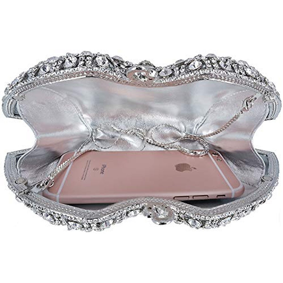 MOSSMON Formal 3D Flower Rhinestone Crystal Clutch Evening Wedding Bag For Women