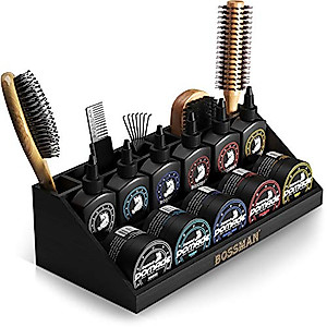 Bossman Bamboo Bathroom Countertop Organizer for Toiletries, Accessories and Grooming Products Storage and Counter Organization (Black)