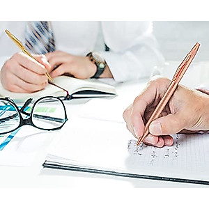 Wikult 6 Pack Rose Gold Slim Metal Ballpoint Pen, 1mm Medium Point Black Ink Smooth Writing, for Business Office Teacher Student Wedding Guest