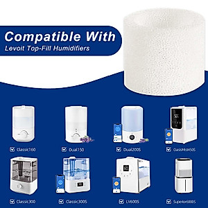 Humidifier Replacement Filter Compatible with Levoit Dual150 Dual200S Classic300 Classic300S LV600S OasisMist450S OasisMist600S Superior 6000S Top-Fill Humidifiers - 10 Filters and 2 Clean Fish