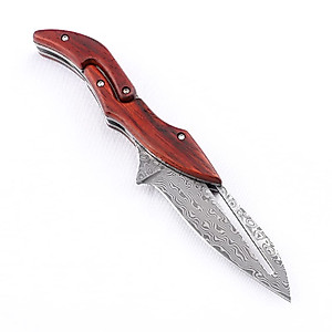 JEABROTHER VG10 Damascus Knife Mechanical Folding Knife Fixed Blade Outdoor Tool Knife