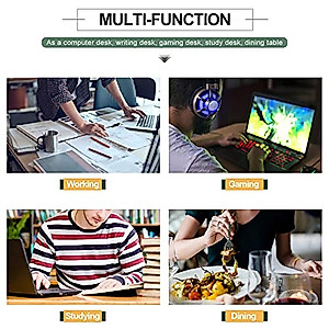 YYkokocat Computer Desk, 35'' Study Writing Table with Metal Legs, Save Space & Easy Assembly Small Office Desk for Small Space, Modern Steel Frame Wood PC Workstation for Home Office, Brown