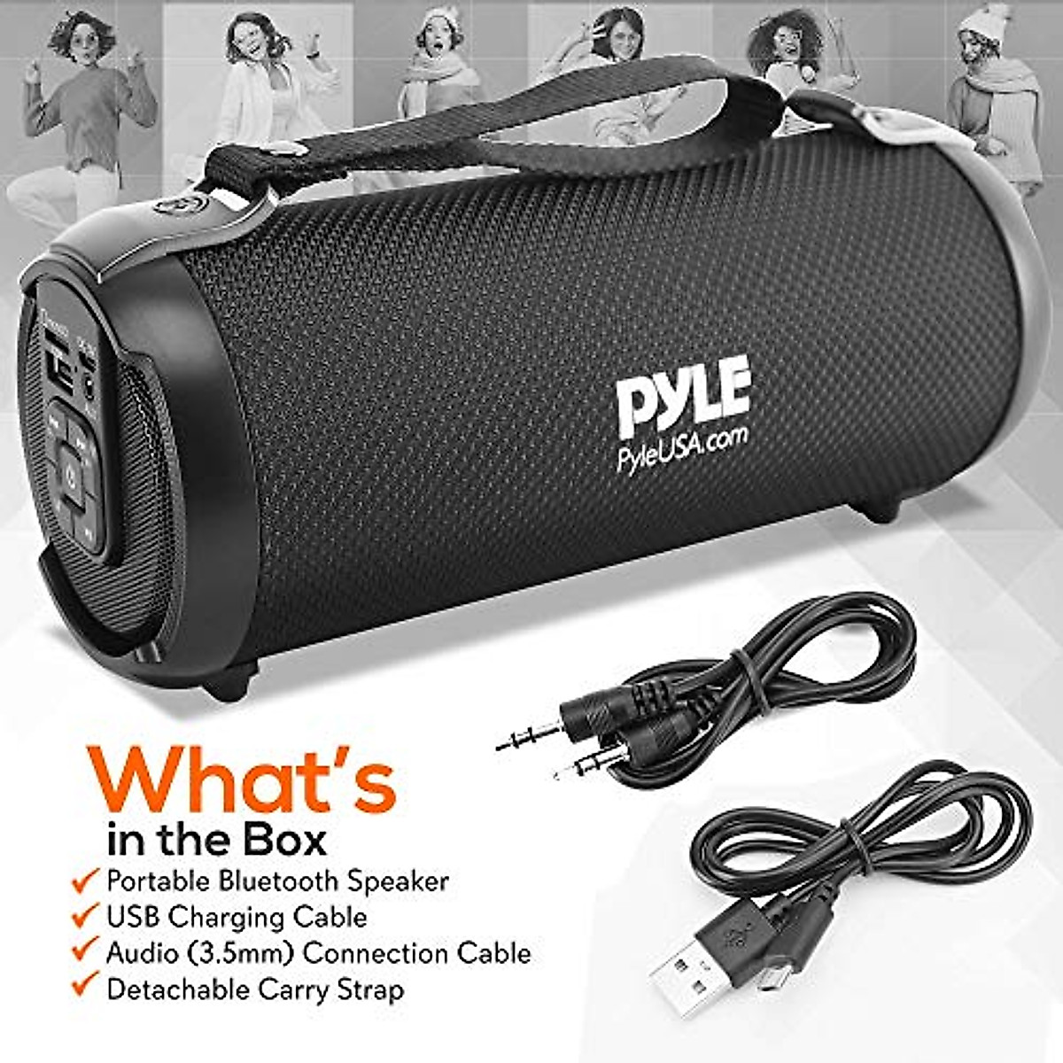 Pyle Wireless Portable Bluetooth Boombox Speaker - 100 Watt Rechargeable Boom Box Speaker ...