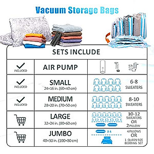 VMSTR Travel Vacuum Storage Bags with Electric Pump, Medium Small Space Saver Bags for Travel and Home Use