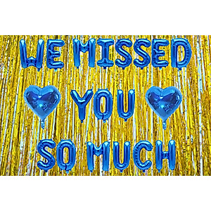 Pargleev We Missed You So Much Balloons with Star Hanging Foil Balloons Letter for High School College Grad Graduation Retirement Party Decorations Blue