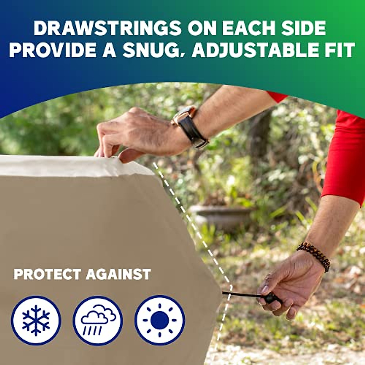 YardStash Deck Box Cover - Heavy Duty, Waterproof Covers for Outdoor Cushion Storage and Large Deck Boxes - Protects from Rain, Wind and Snow - XXL - Tan