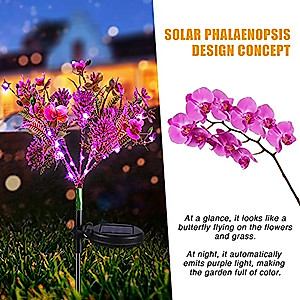 Solar Lights Outdoor Garden Decorative, 2 Pack Solar Powered Phalaenopsis Flowers Lights Design, Upgraded Solar Lights Outdoor Waterproof IP65, Solar Garden Decorations - Gardening Gifts for Women
