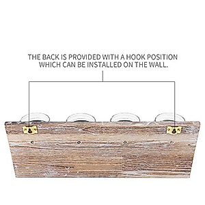 Rustic Hanging Mason Jar Organizer- BeSuerte Farmhouse Home Mason Jar Decor Toothbrush Holder, Wall Mount Decor 4-Jar for Office, Bathroom, Kitchen, and Entryway Decor Storage,Brown