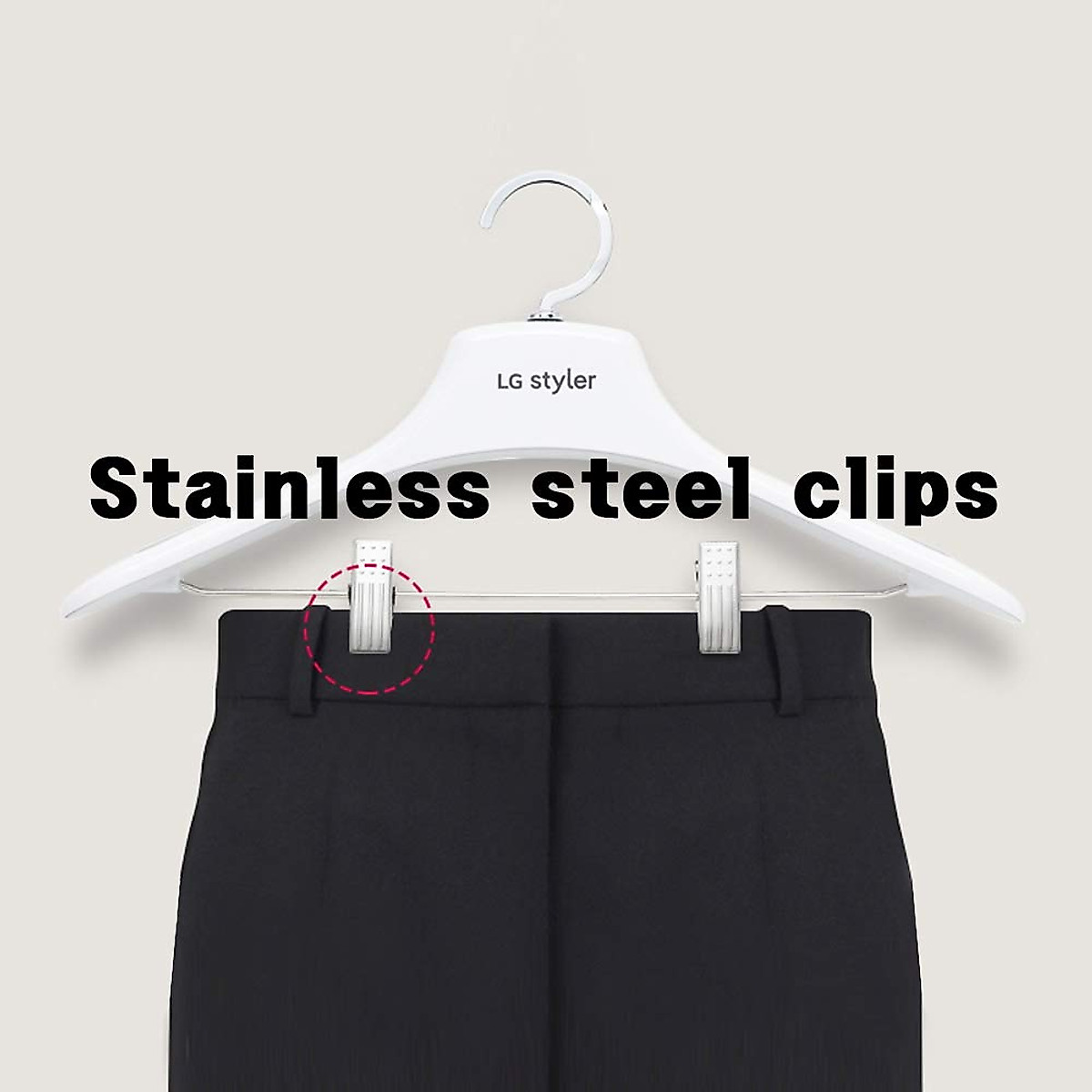LG Styler Clothes Shirts Suit Hanger Holder with Non-Slip Pad, Stainless Steel Clips and Hooks