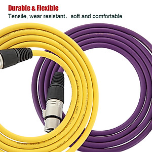 ABuff 6 Pack of 6ft XLR Cable, Profession Balanced 3 Pin XLR Male to Female XLR Patch Cable, Multi-Color Cable Set Great for Microphone, Audio, Guitar, Speaker