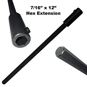 Hex Extension 7/16 Inch X 7/16 Inch X 12" Long for 1/2" Drills 7/16 Male Hex End X 7/16 Female Hex End with Set Screw Double It Up for 24" Works with Helios Visi-Trim Sprinkler Trimmer