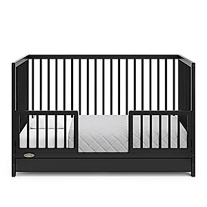 Graco Teddi 5-in-1 Convertible Crib with Drawer (Black) – GREENGUARD Gold Certified, Crib with Drawer Combo, Full-Size Nursery Storage Drawer, Converts to Toddler Bed, Daybed and Full-Size Bed