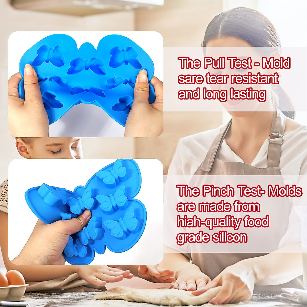 Vodolo 2 Pcs Butterfly Ice Cube Tray,Butterfly Mold Silicone for Chocolate Candy Gummy Baking,Jelly, Pudding,Soap, Cake Mold