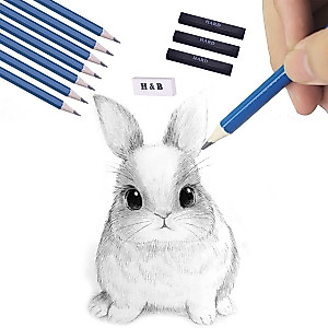 H & B Drawing Pencils Set, 33 Pieces Sketch Pencils & Drawing Kit, Complete Artist Kit Includes Sketch Pad, Graphite Pencils, Charcoal Sticks and Eraser, Art Supplies for Artists Beginner Adults Teens